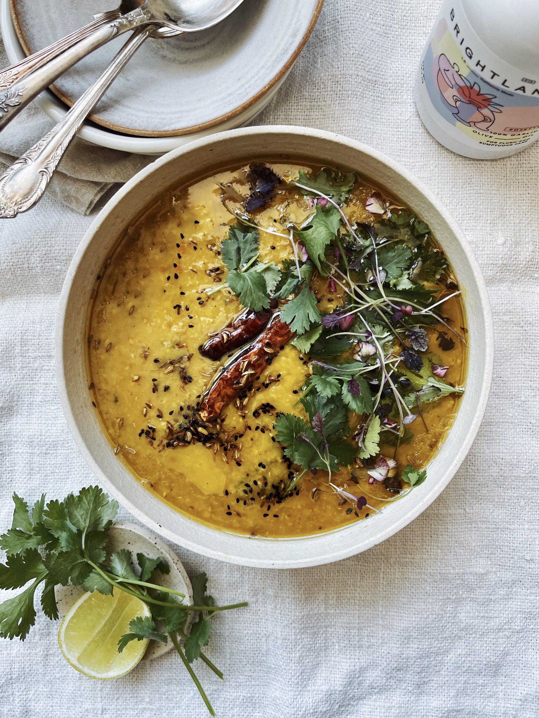 Warming Daal with Garlic Oil Tarka